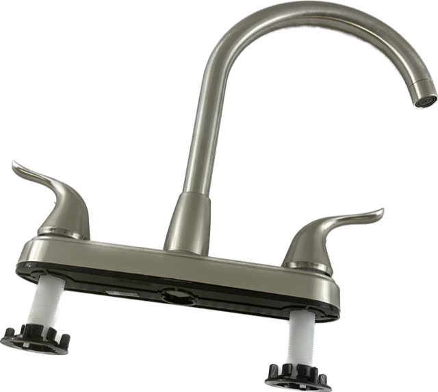 Patrick 8" Satin Nickel Plastic Kitchen Faucet High-Arc Wing Handle