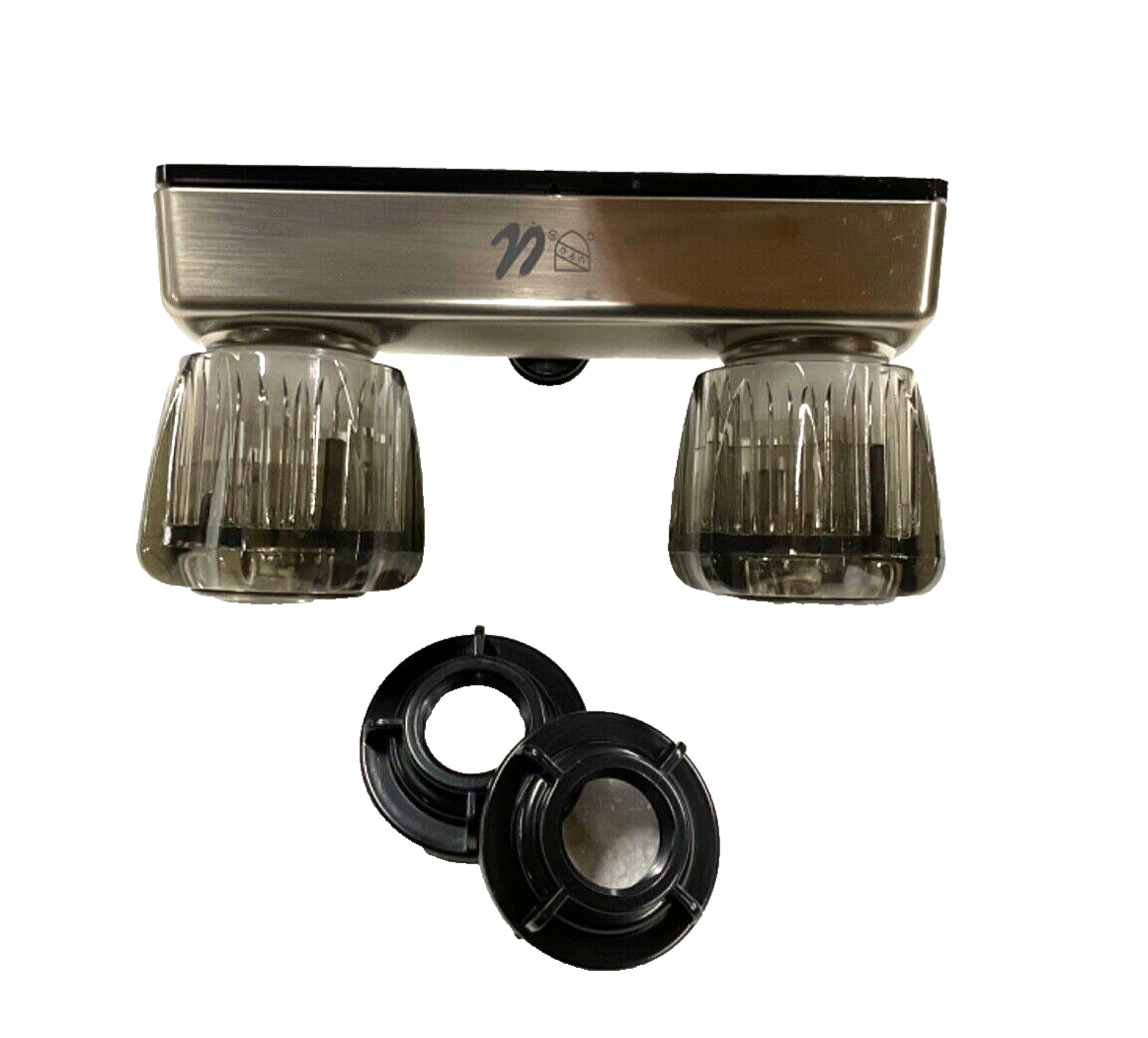 Satin Nickel Plastic Shower Faucet W/ Diverter Smoke Dual Knob Handle