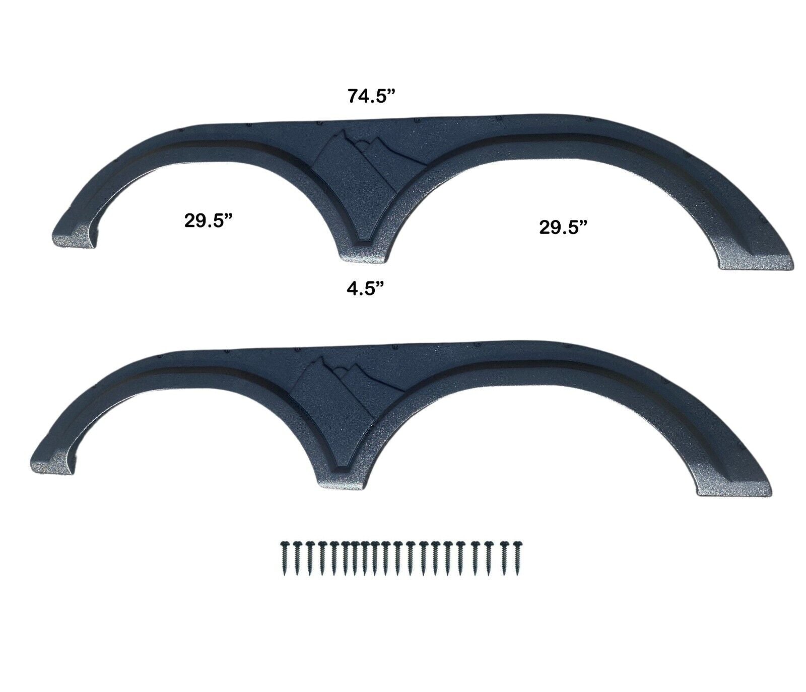 Set of Tandem RV Trailer Fender Skirts Flares 74.5" Black Camper Trave