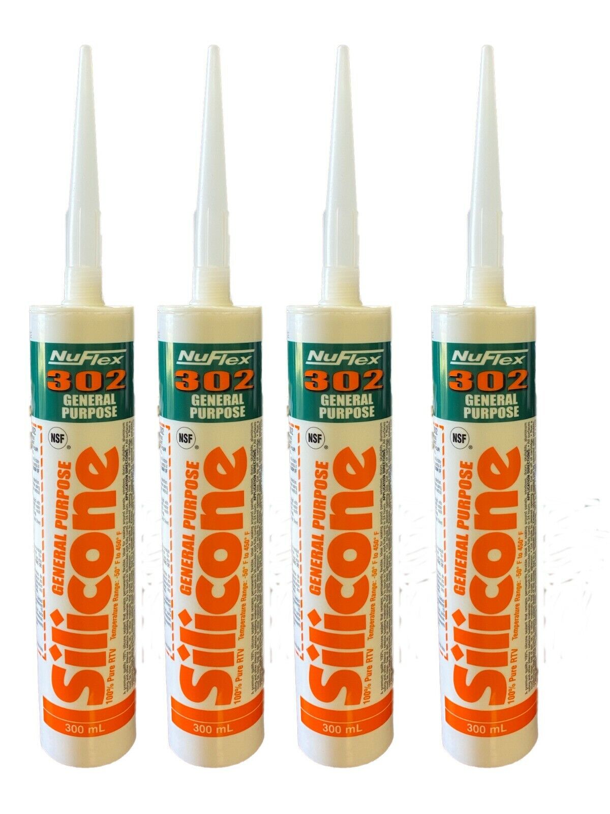 4 Pack NuFlex 302 General Purpose Silicone Caulk Beige/Tan in Color