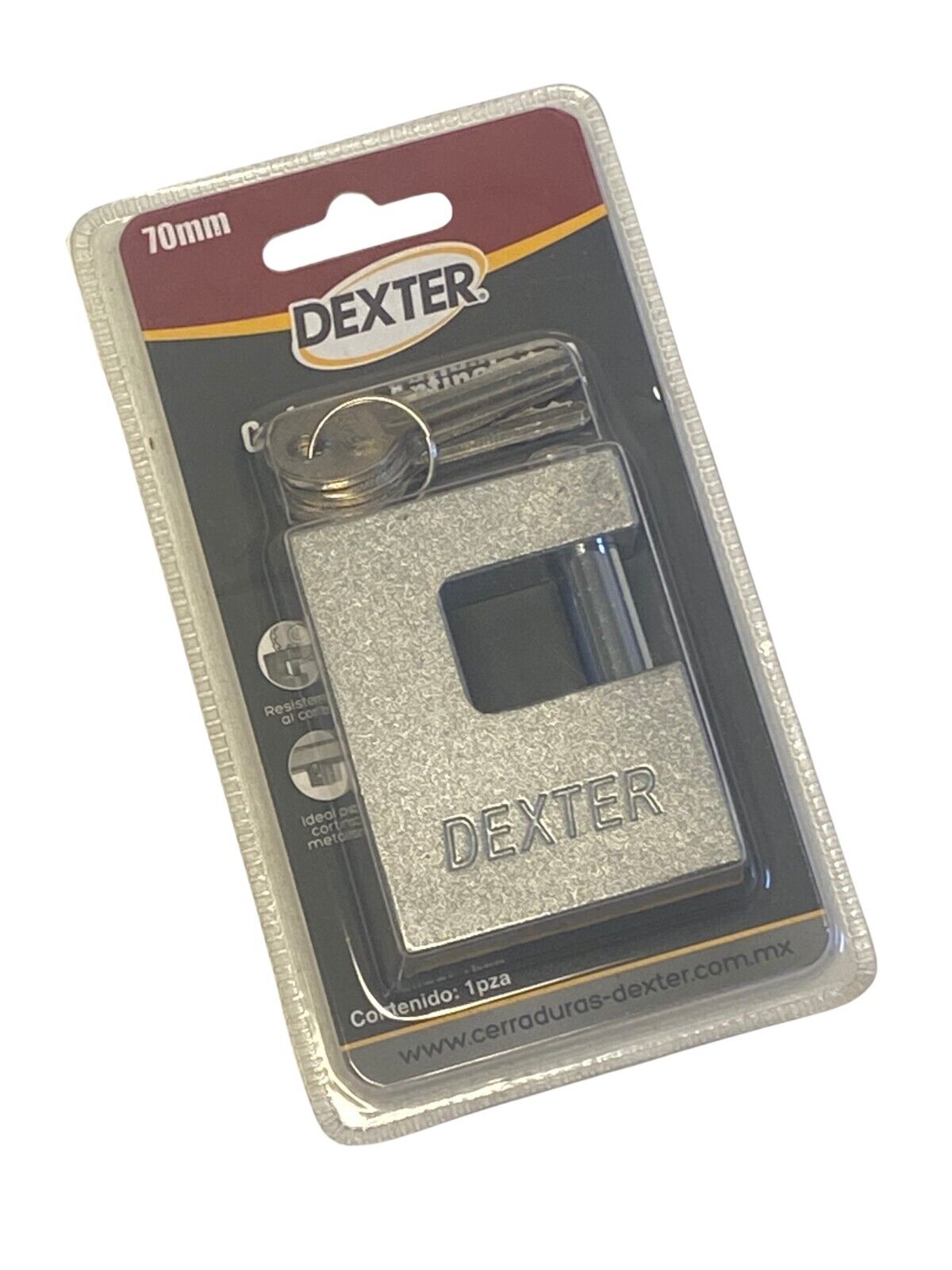 Dexter 70MM Heavy Duty Padlock W/ 3 Keys Rectangle Solid Steel Side Sh