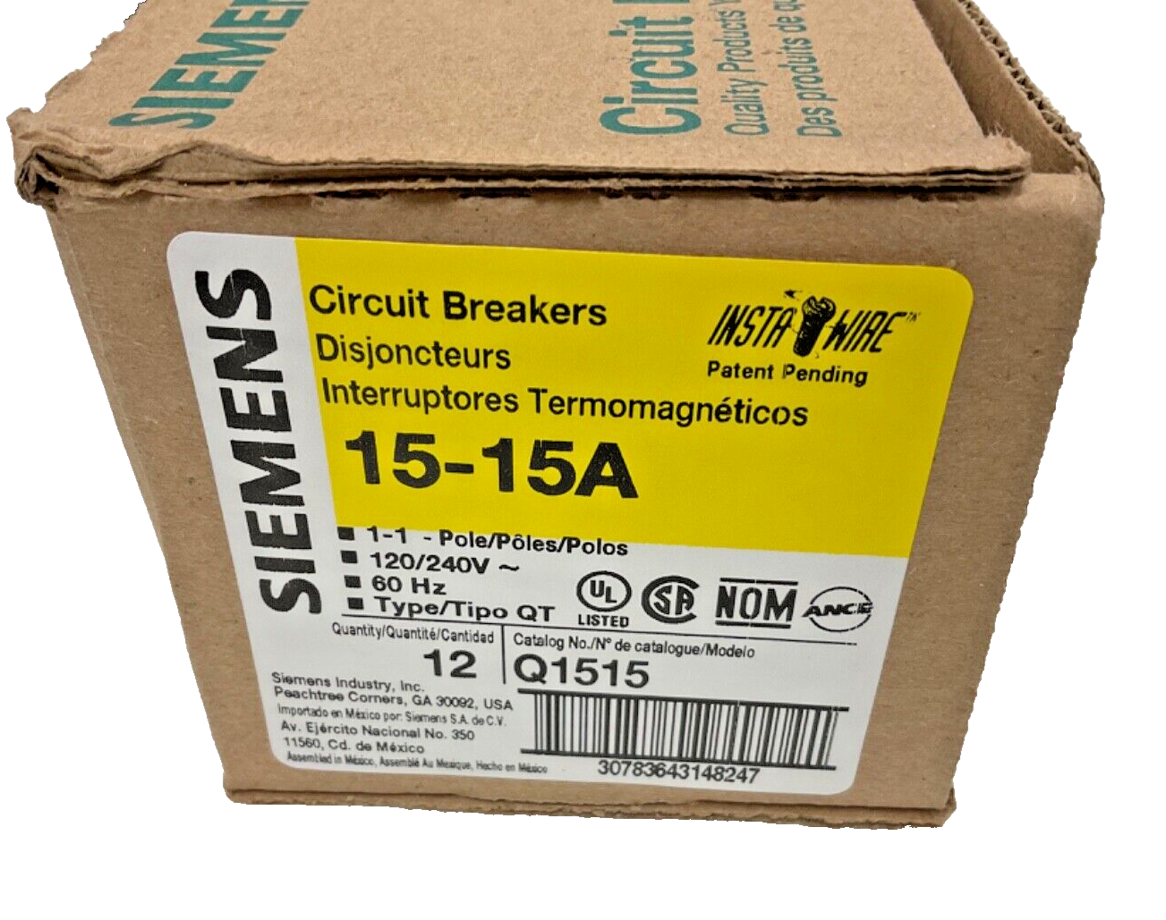 12 PACK Siemens Q1515 Circuit Breaker 15-15 Amp Double Breaker Electri