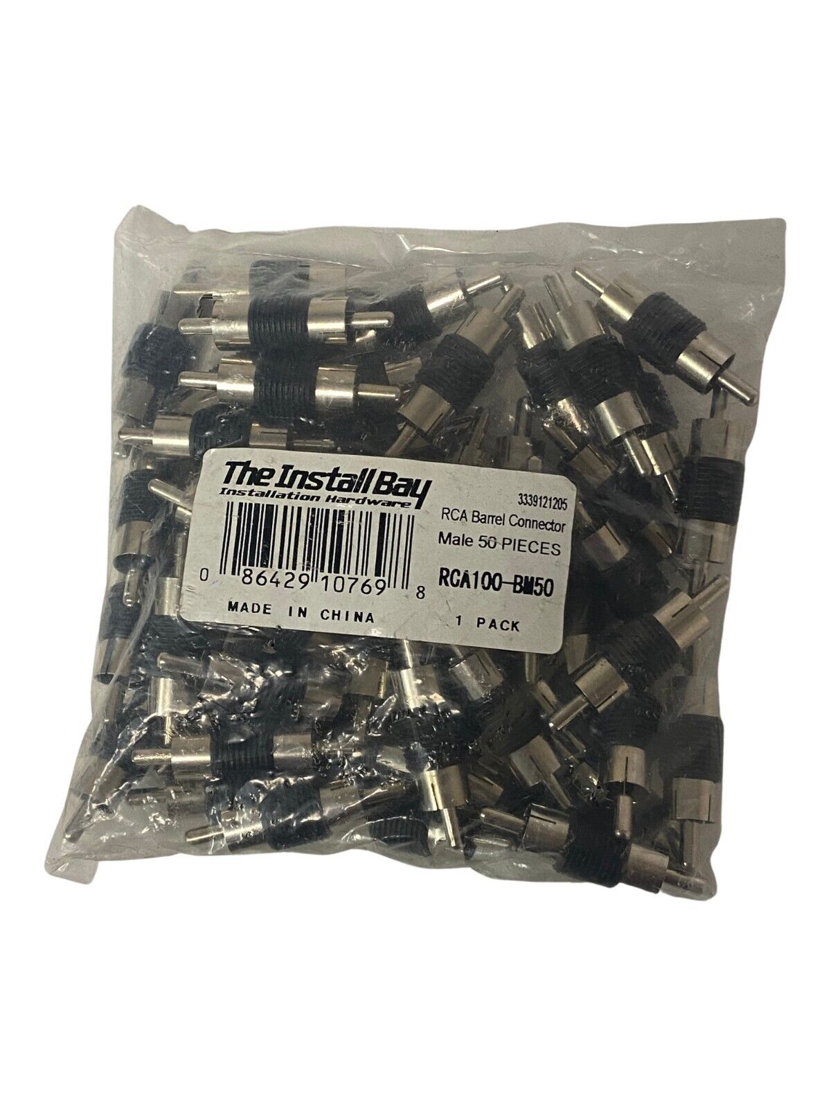 Install Bay RCA100-BM50 Male Nickel Barrel Connector 50 Per Bag RCA Co