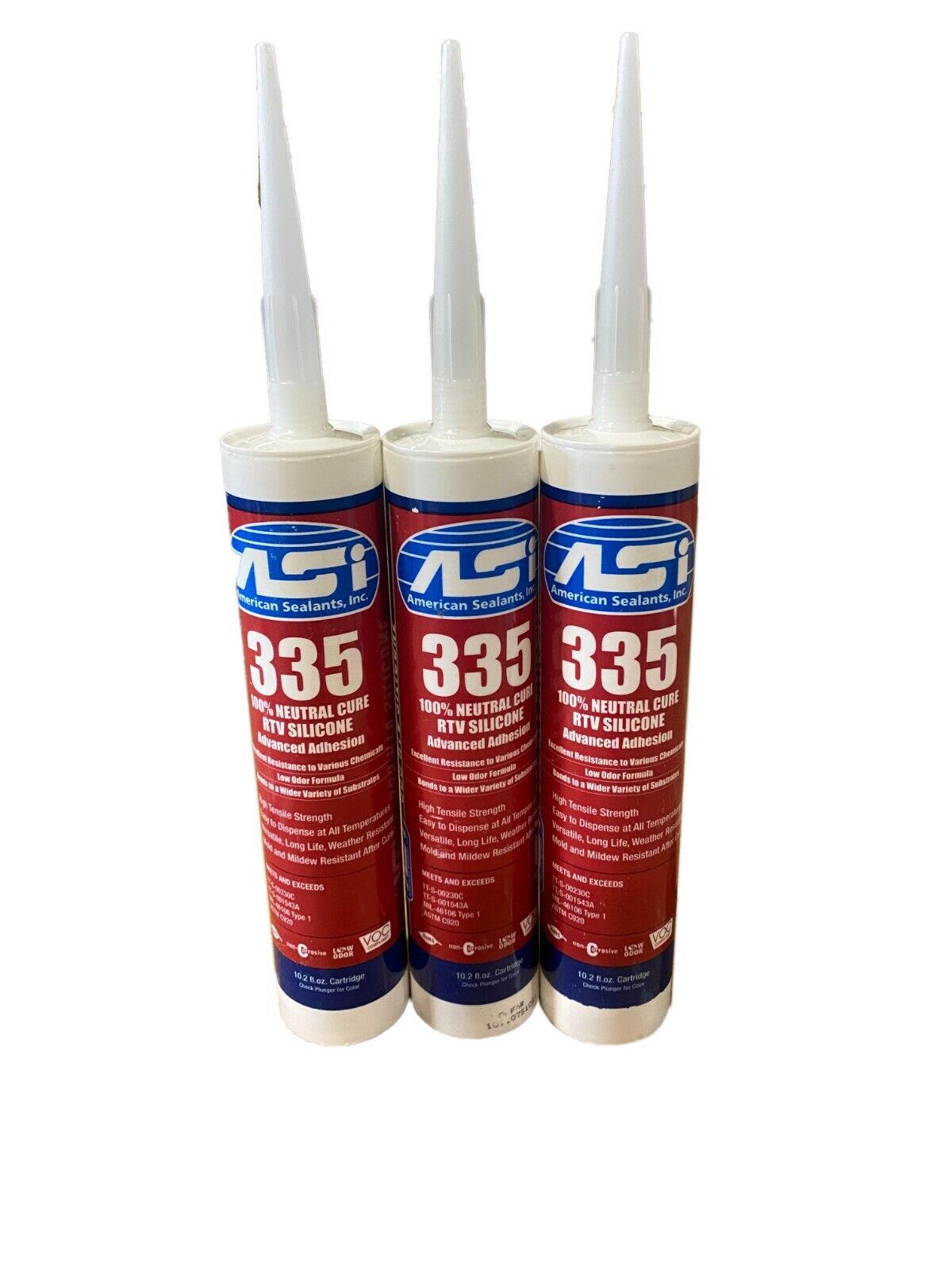 ASI 335 RTV Neutral Cure Silicone CLEAR Sealant Adhesive 3 pack