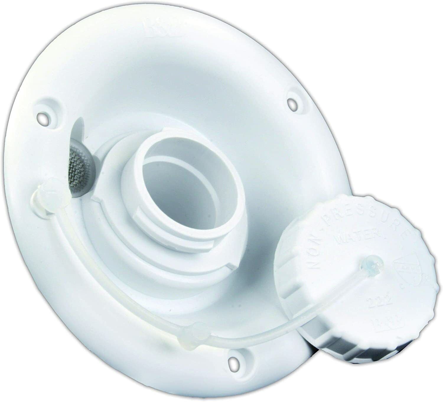 B&B GRAVITY WATER DISH POLAR WHITE 1-1/4” or 1-3/8” FILL HOSE RV CAMPE